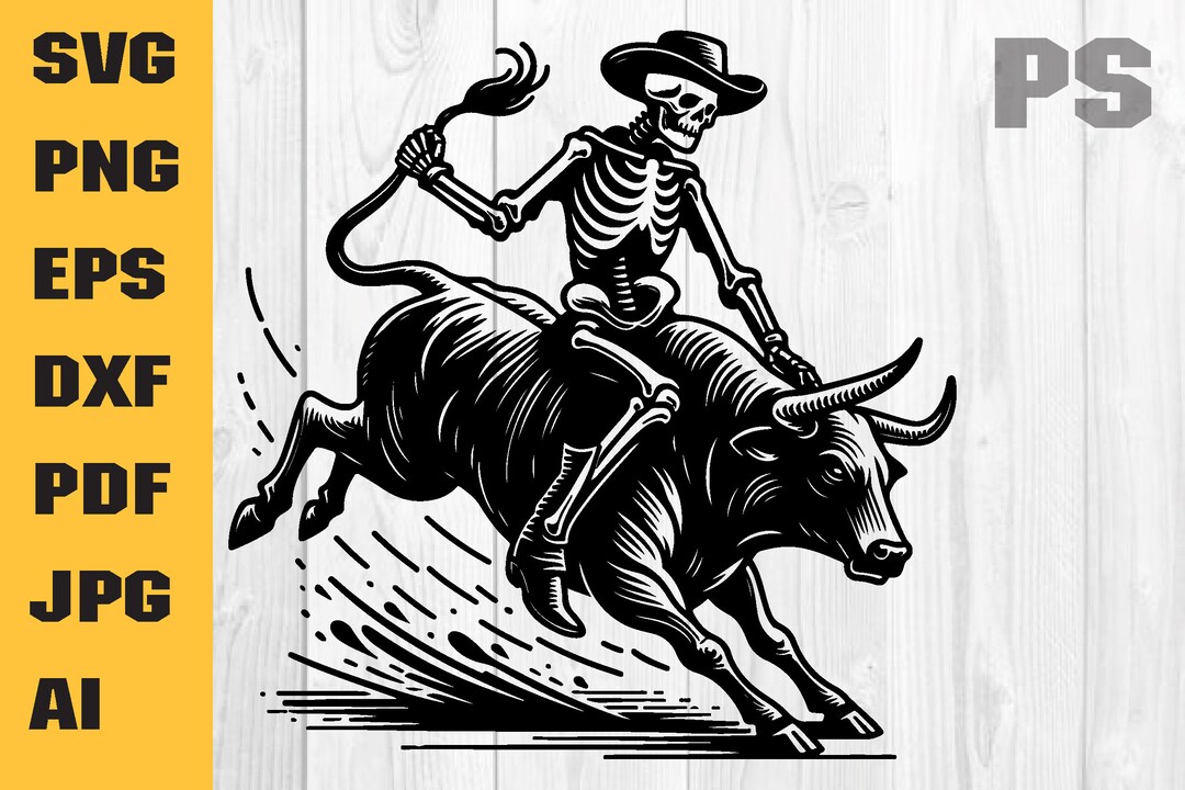 Skeleton Rodeo SVG, Bull Riding SVG, Cowboy SVG, Ranch Western Country ...