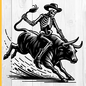 Skeleton Rodeo SVG, Bull Riding SVG, Cowboy SVG, Ranch Western Country ...