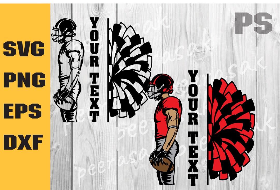 Football Player and Cheer Pom Svg, Colored Layers, Football Player ...