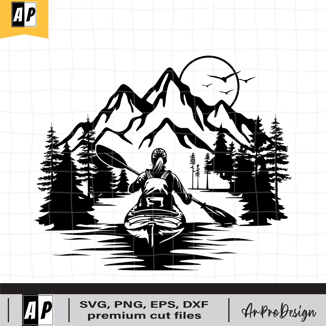 KAYAK GIRL Svg, Kayak SVG File Kayak Girl, Kayak Scene Svg, Adventure ...
