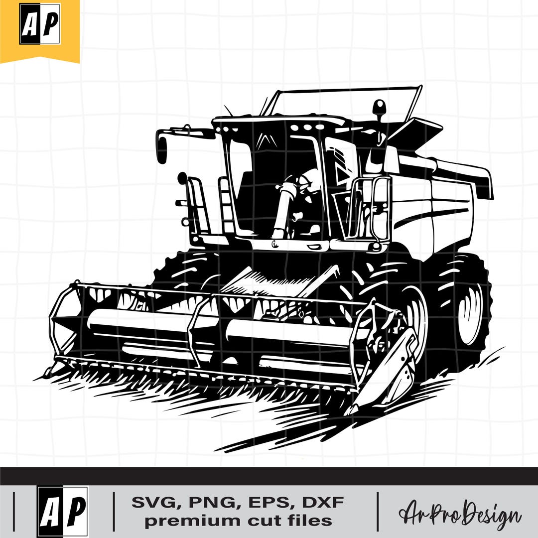 Combine Harvester SVG, Farm Equipment Clipart, Agriculture Machine ...