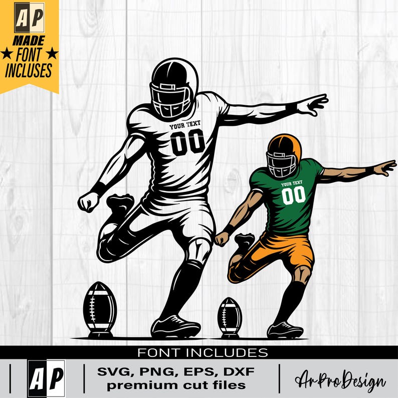 Football Kicker Svg, Football Player Svg, Colored Layers, Football Team ...