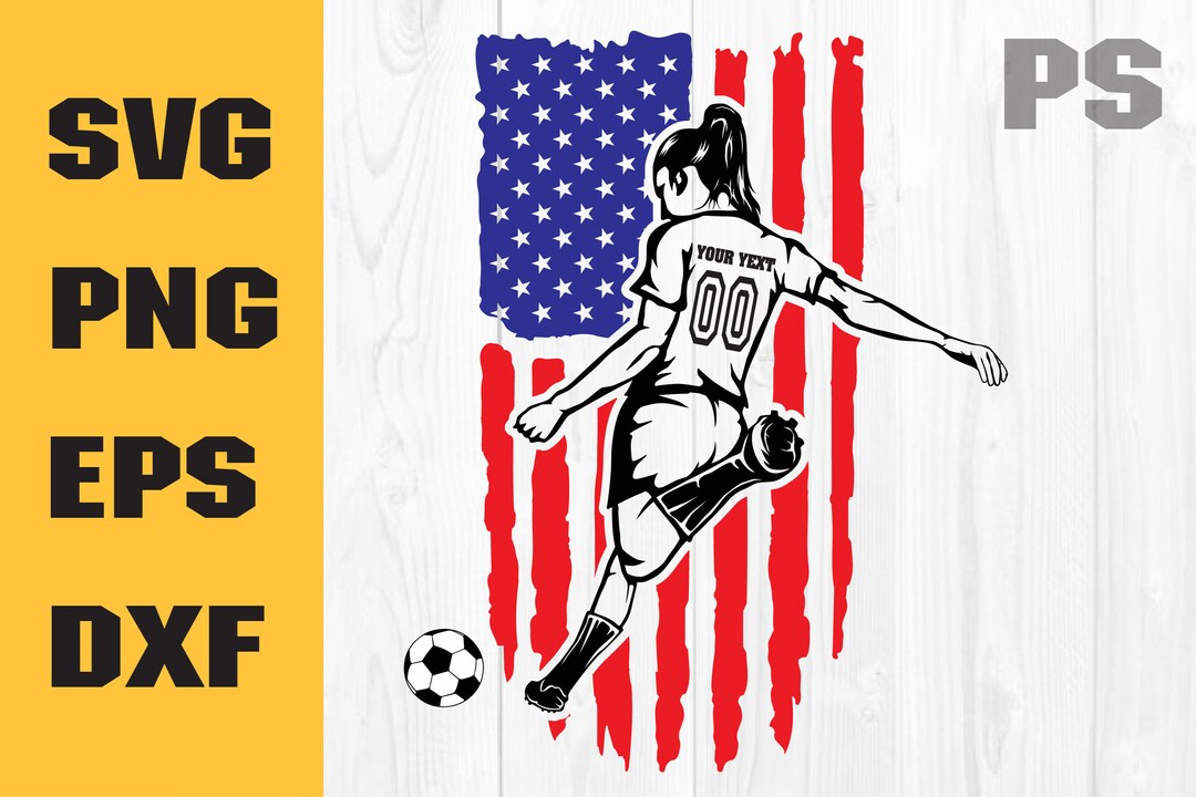 Us Soccer Girl Svg, Patriotic Distressed Us Flag, Soccer Svg, Soccer ...