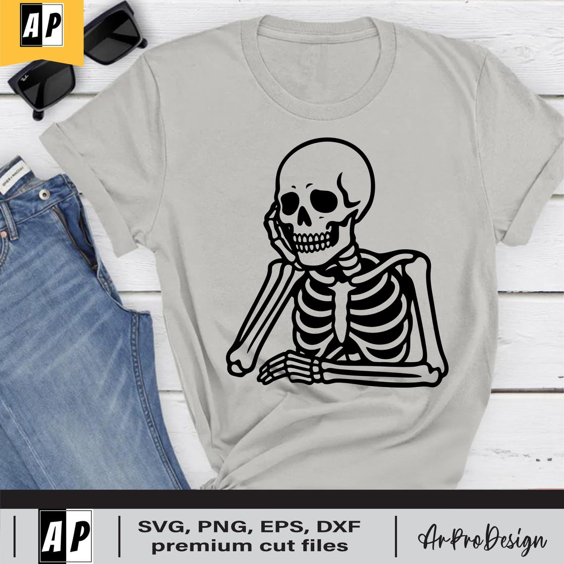 Bored Skeleton SVG, Funny Gothic Skeleton PNG, Waiting Skeleton Clipart ...