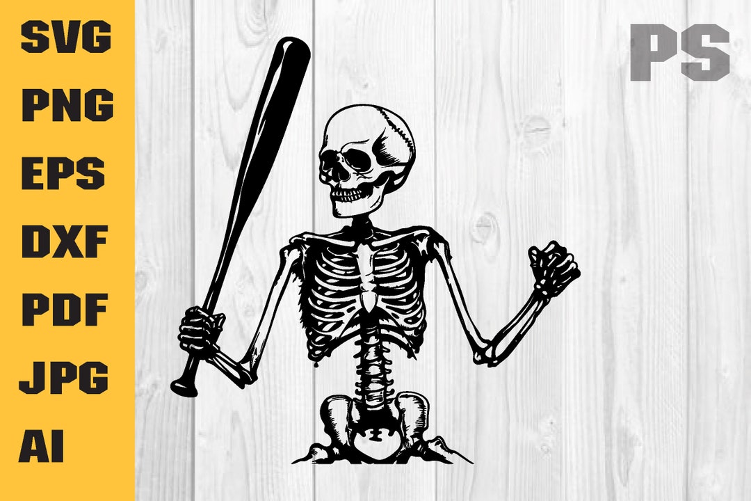 Skeleton Baseball Svg, Baseball Player SVG, for Silhouette, Softball ...