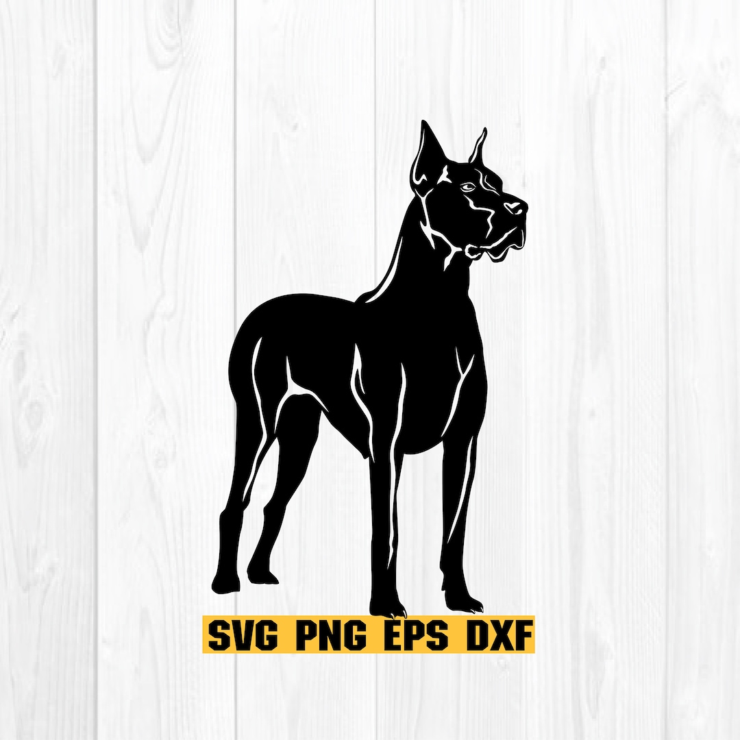 Great Dane Dog Svg Files for Cricut, Animal Clipart, Vector Portrait ...
