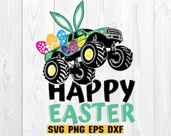 Easter Monster Truck Svg, Happy Easter Cut Files, Easter Eggs Truck Svg ...