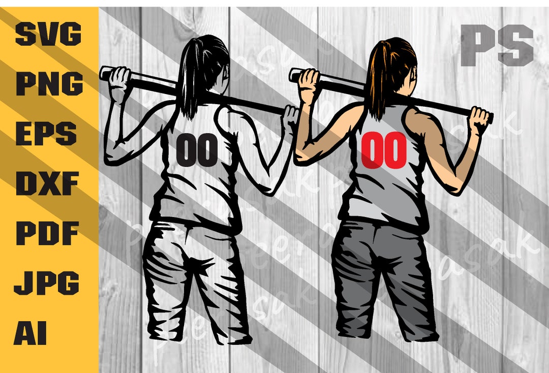 Girls Softball SVG, Colored Layers, Softball Swing, Baseball Game for ...