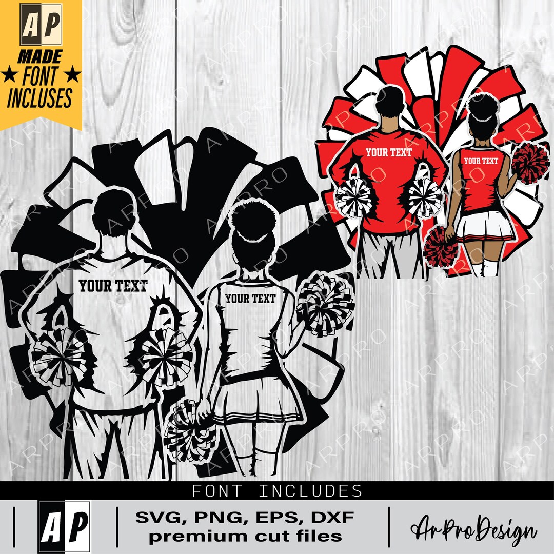 Two Cheerleader Svg, Cheer Dance Svg, Colored Layers SVG, High School ...