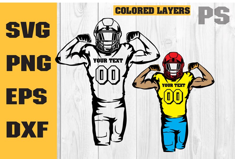 Football Player Svg Football Svg Colored Layers Football - Etsy
