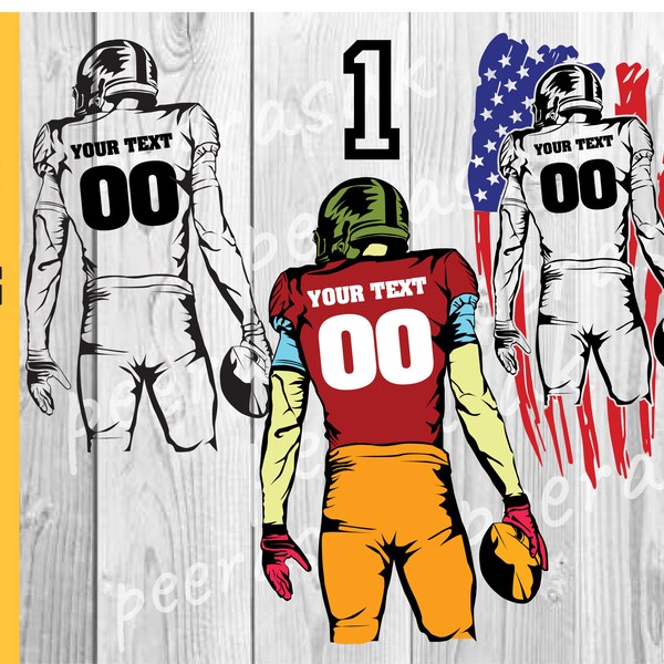 Football Player Back Svg - Etsy