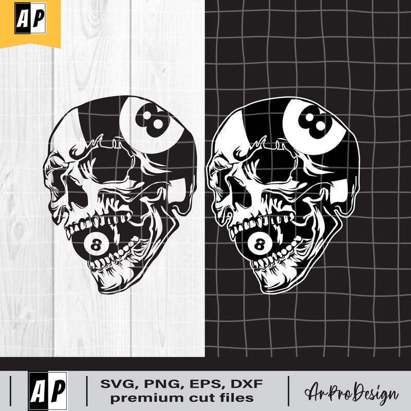 8 Ball With Skull Svg - Etsy