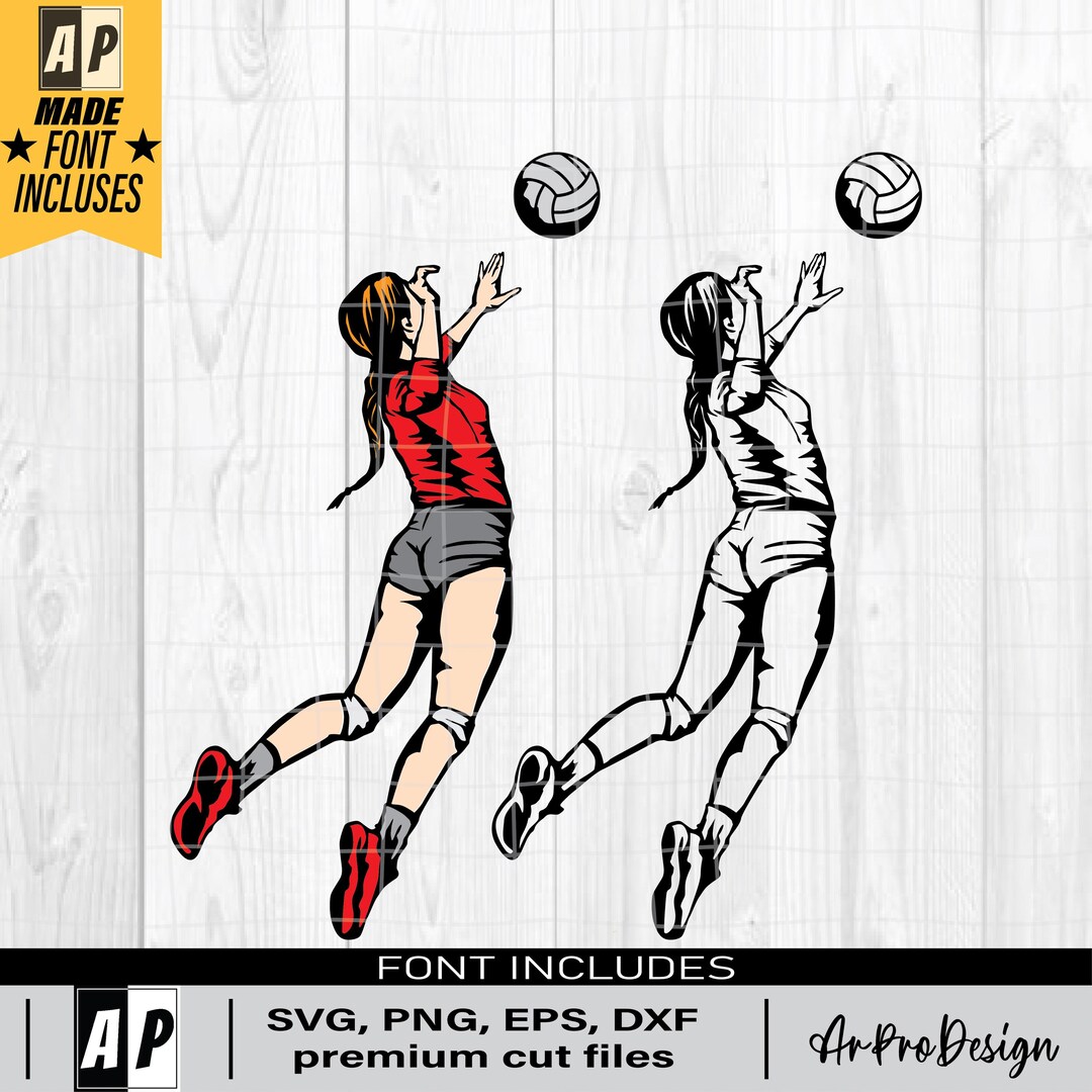 Volleyball Svg, Girls Volleyball Player Svg, Colored Layers, Volleyball ...