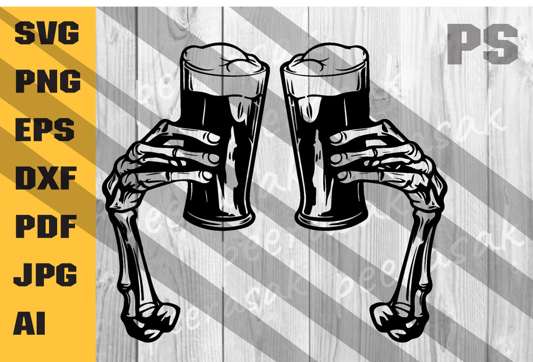 Skeleton Cheers SVG, Toast SVG, Salud SVG, Beer T-shirt Decal, Beer ...