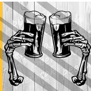 Skeleton Cheers SVG, Toast SVG, Salud SVG, Beer T-shirt Decal, Beer ...