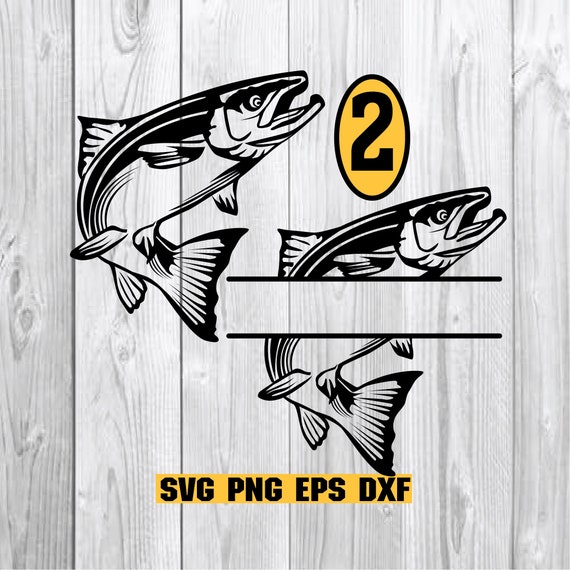 Salmon SVG Fish Monogram Fishing Name Plate Pink Sockeye | Etsy