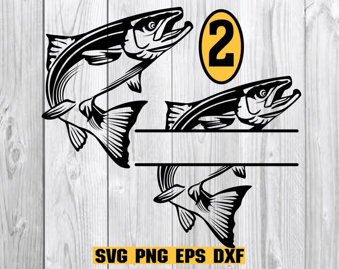 Salmon SVG Fish Monogram Fishing Name Plate Pink Sockeye - Etsy