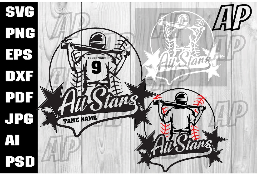 All Stars Svg, Softball Svg, Baseball Svg, Template, Emblem, Softball ...