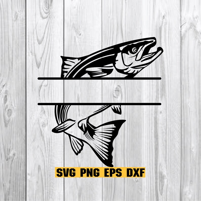 Salmon SVG Fish Monogram Fishing Name Plate Pink Sockeye | Etsy
