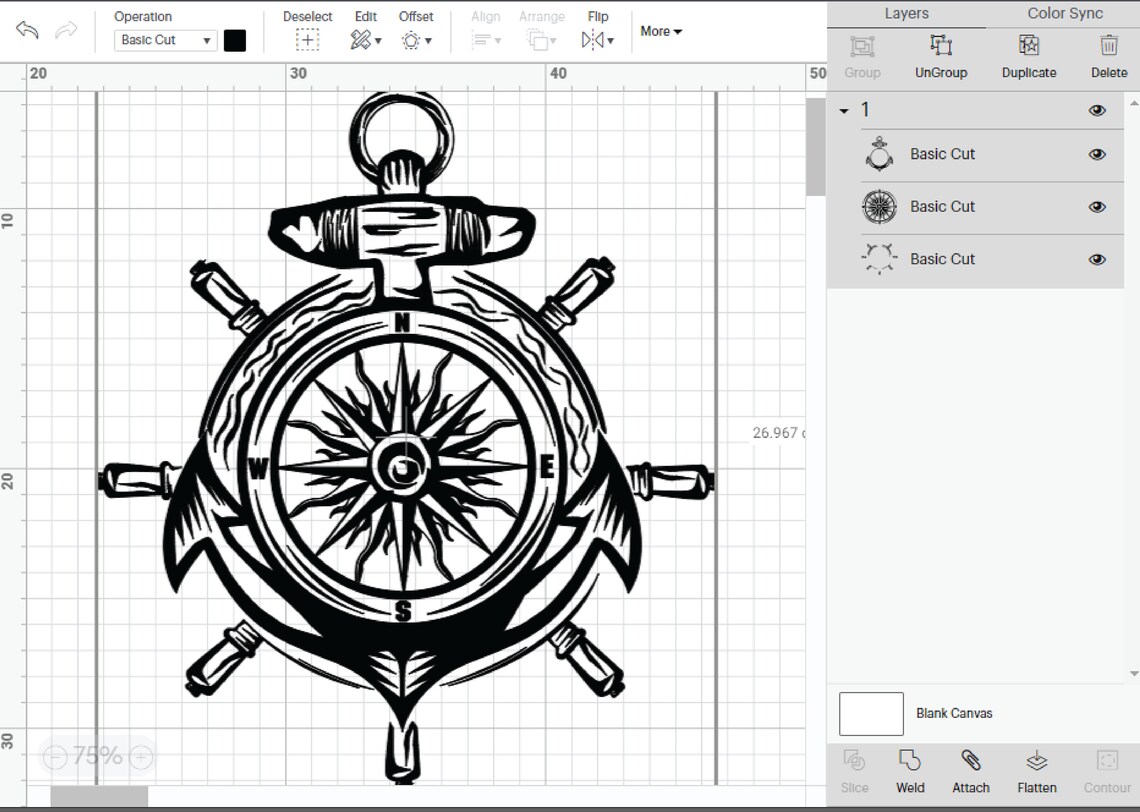Anchor Compass SVG Cut Files for Cricut and Silhouette | Etsy