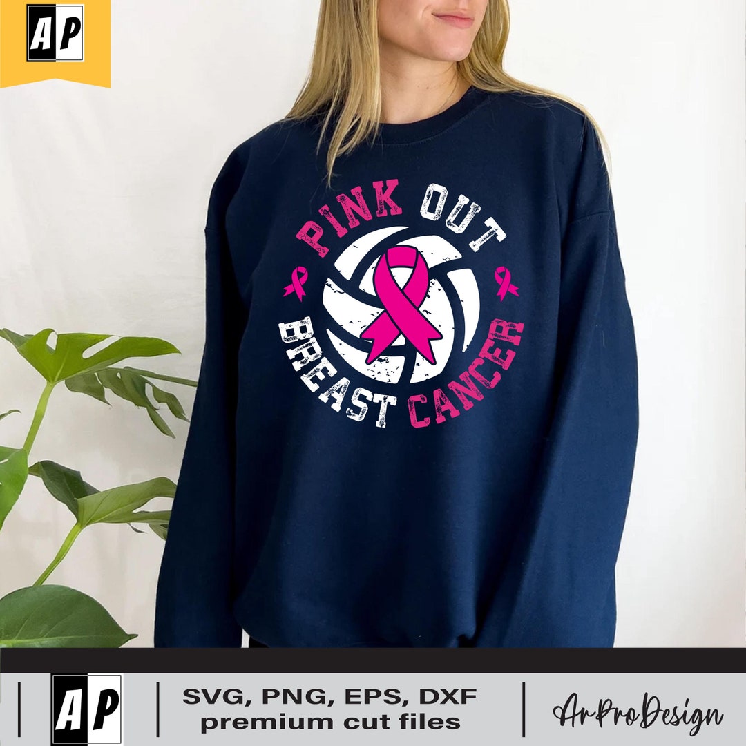 Volleyball Svg, Pink Out Block Breast Cancer, Fight Cancer Pink Ribbon ...