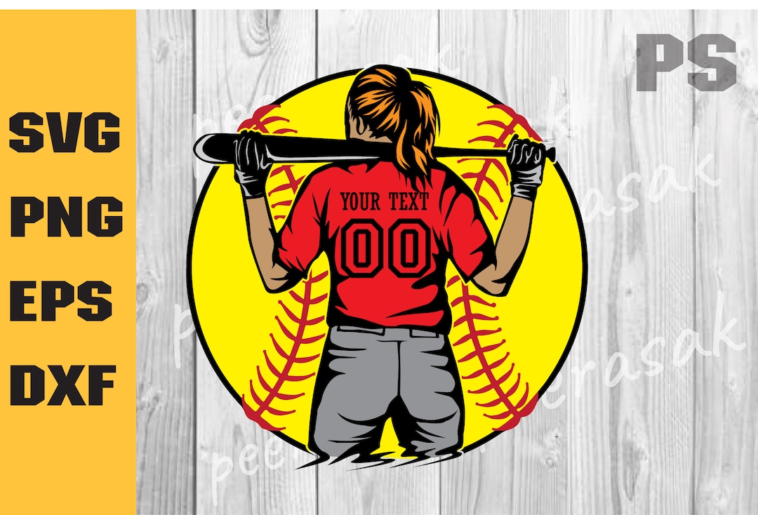 Girls Softball Svg, Colored Layers, Baseball Game for Silhouette, Base ...