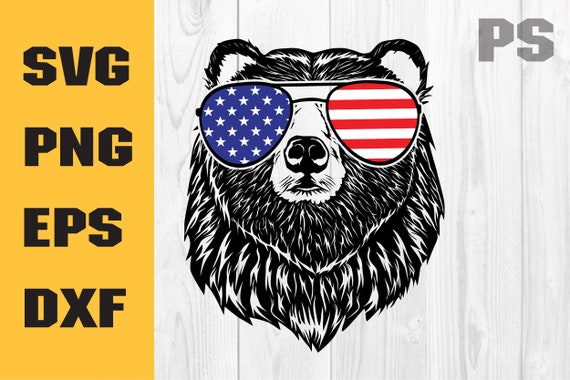 Patriotic Bear SVG 4th of July Bear American Bear Flag - Etsy