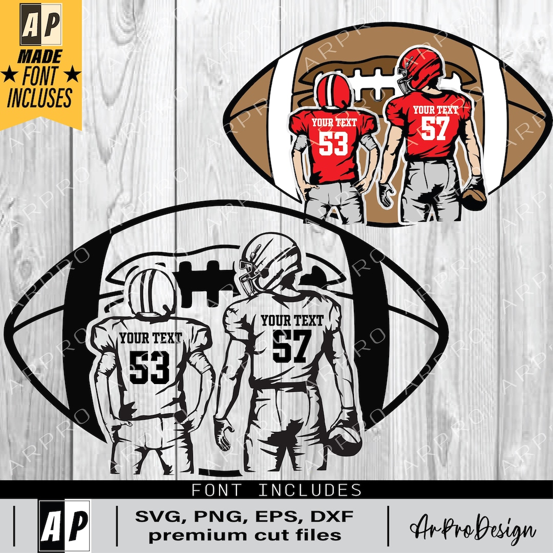 Two Football Players Svg, Personalized Name, Football Name Svg ...