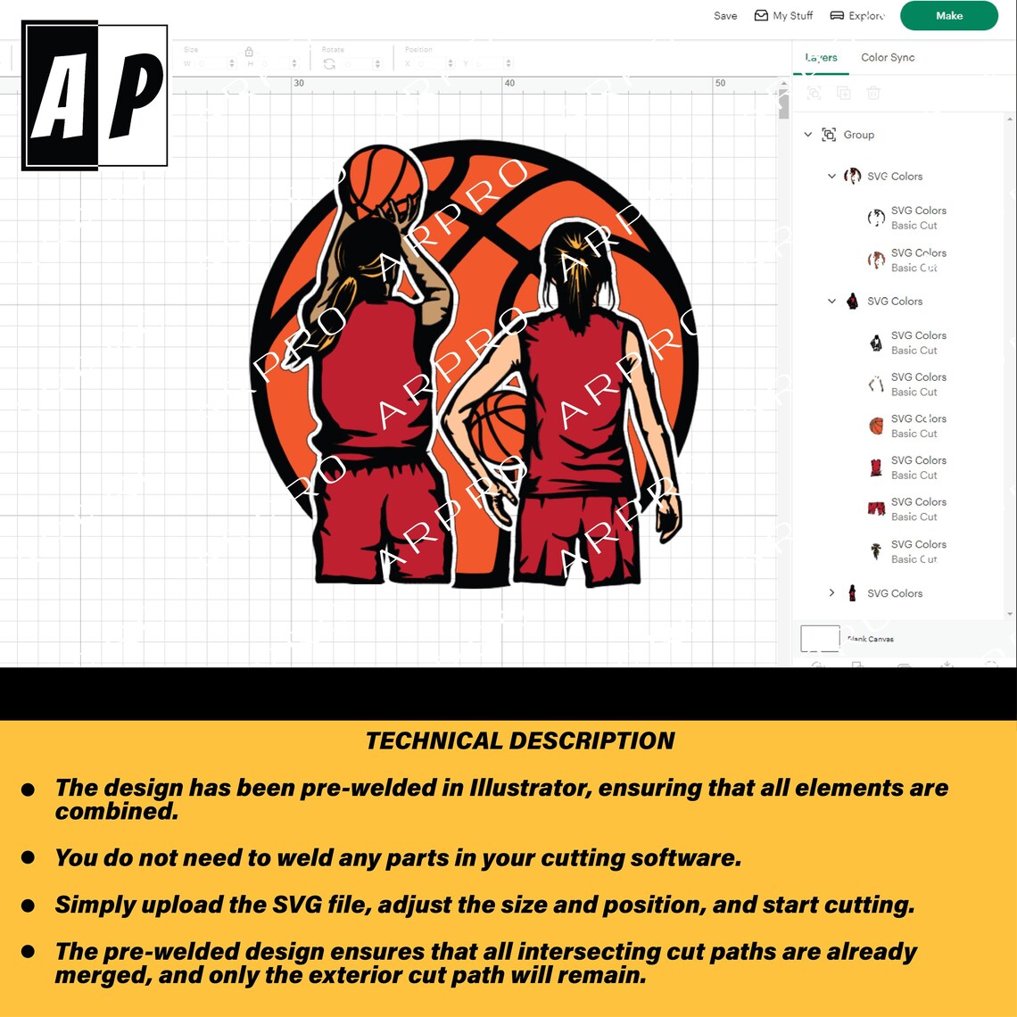 Two Girls Basketball Svg, Colored Layers, Personalized Name, Basketball ...