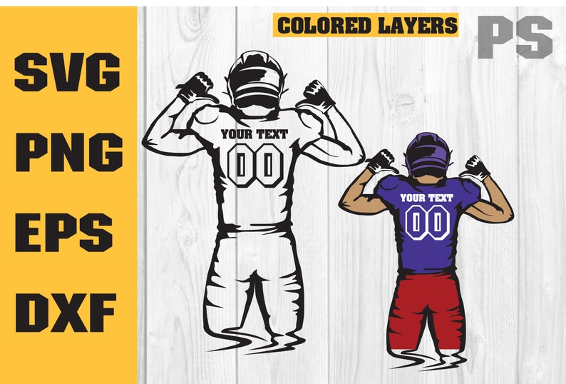 Football Player Svg Football Svg Colored Layers Football - Etsy