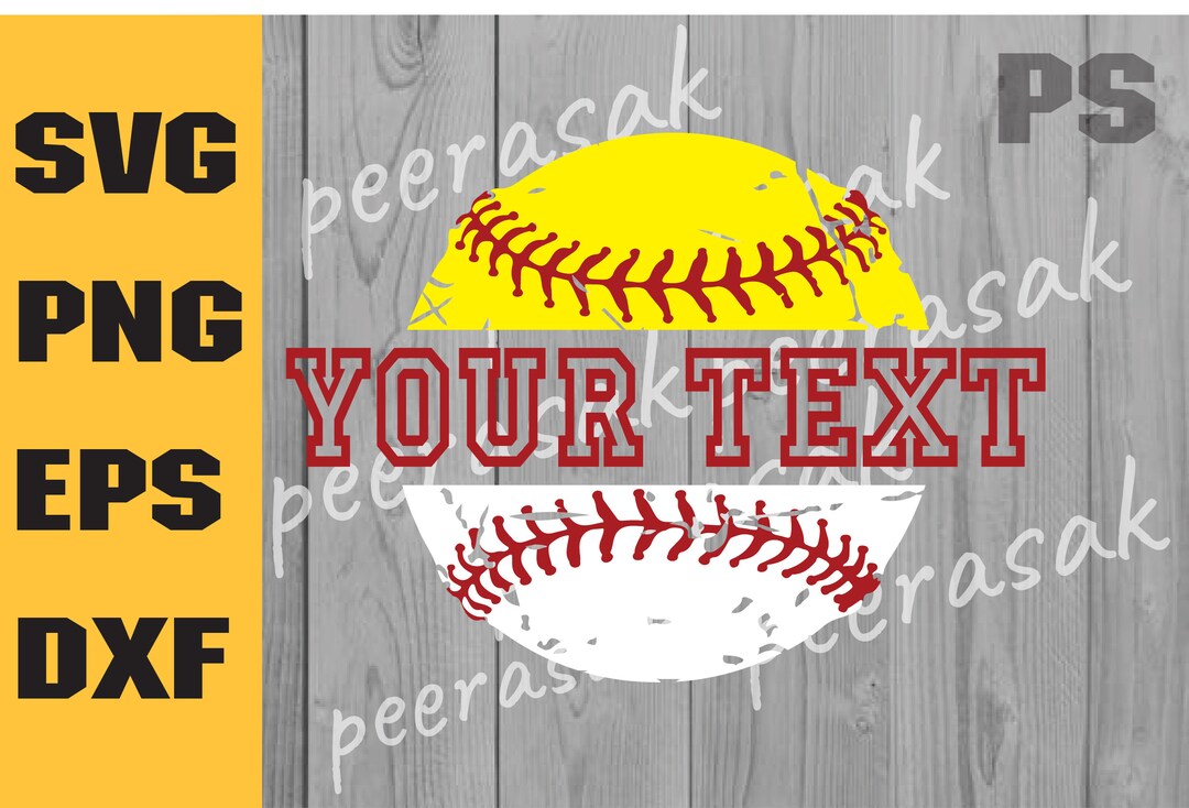 Softball and Baseball Svg, Split Baseball Svg, Split Softball Svg, Cut ...