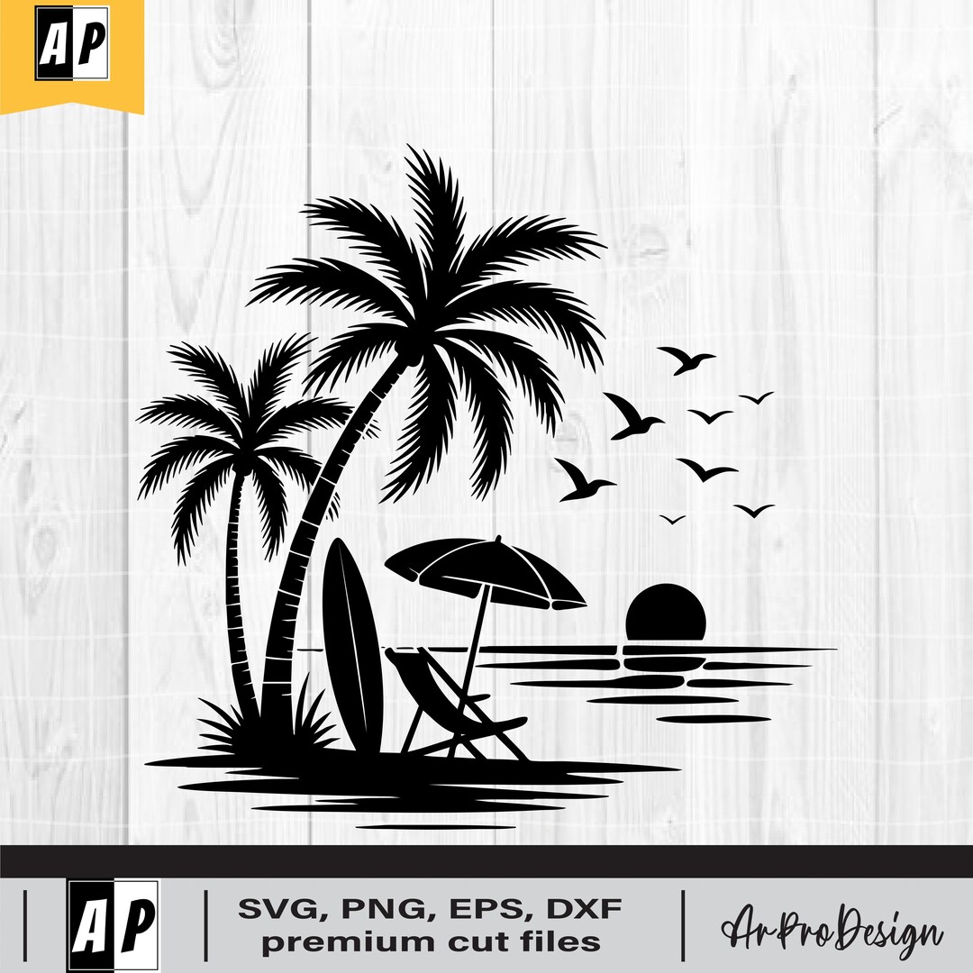 Sunset Beach Svg, Beach Life Svg, Tropical Beach Sunset SVG, Beach Svg ...