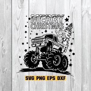 Monster Truck Christmas Svg, Christmas Tree, Santa Svg ,mery Christmas ...