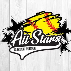 All Stars Svg, Softball Svg, Baseball Svg, Template, Emblem, Softball ...