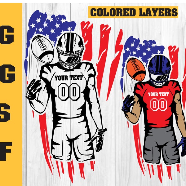 Layered Football Player Svg - Etsy