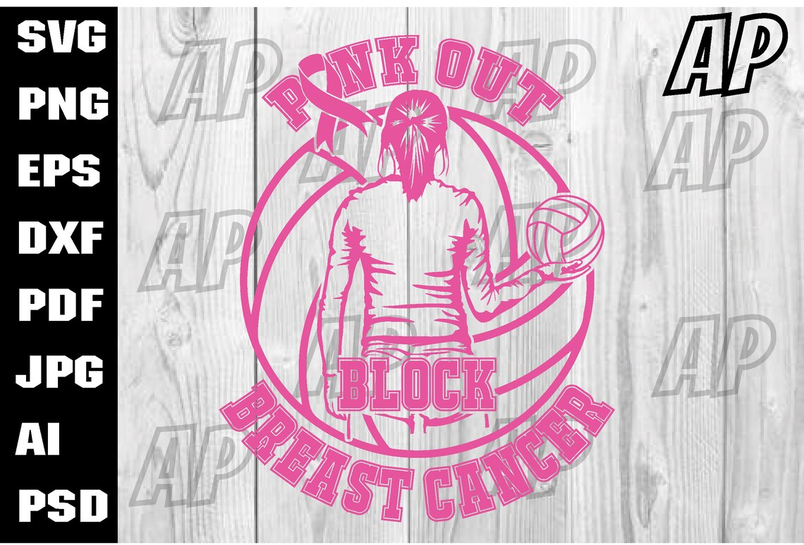 Volleyball Svg, Pink Out Block Breast Cancer, Clipart for Cricut ...
