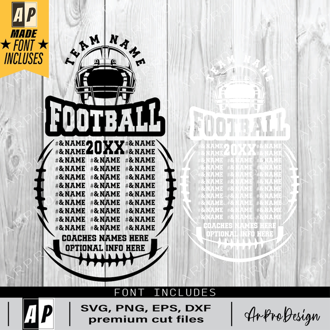 Football Team Svg, Template, Back of Shirt Svg, Team Members Svg, Cut ...