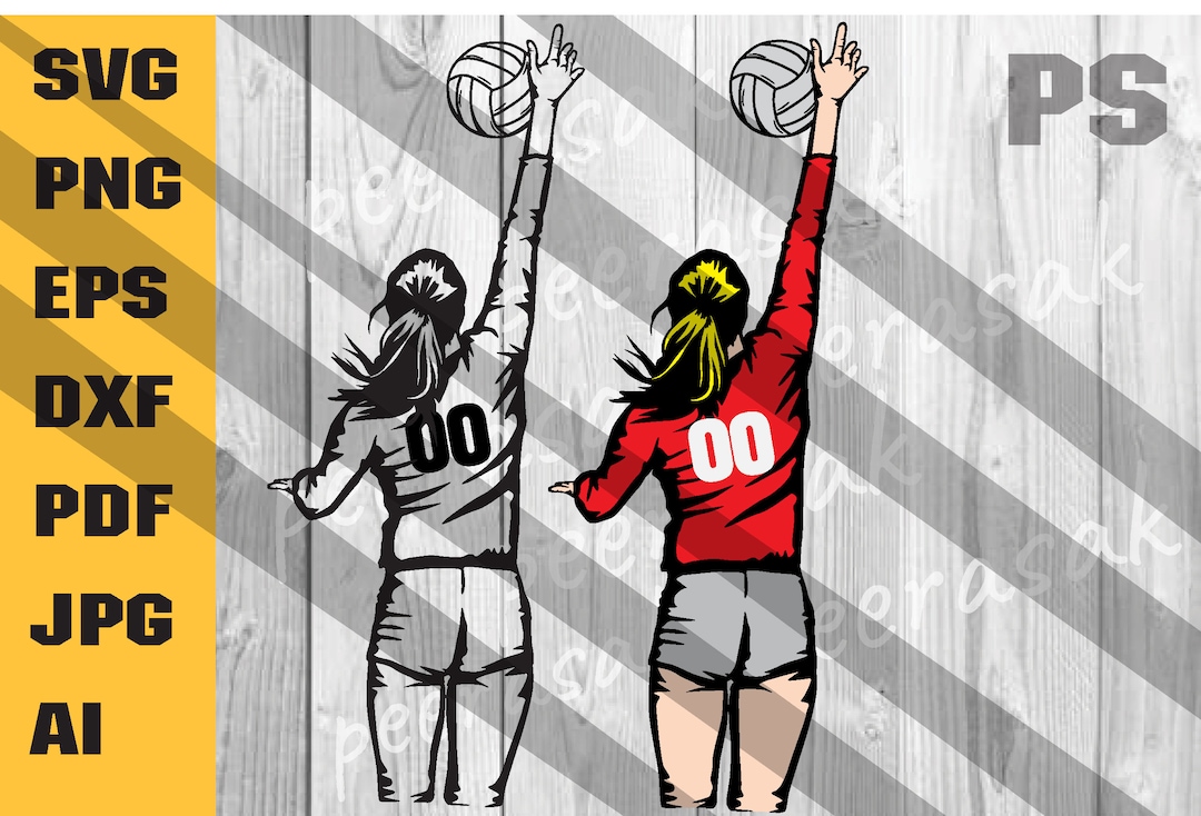 Volleyball Spiking the Ball SVG, Volleyball Svg, Change SVG Colors in ...