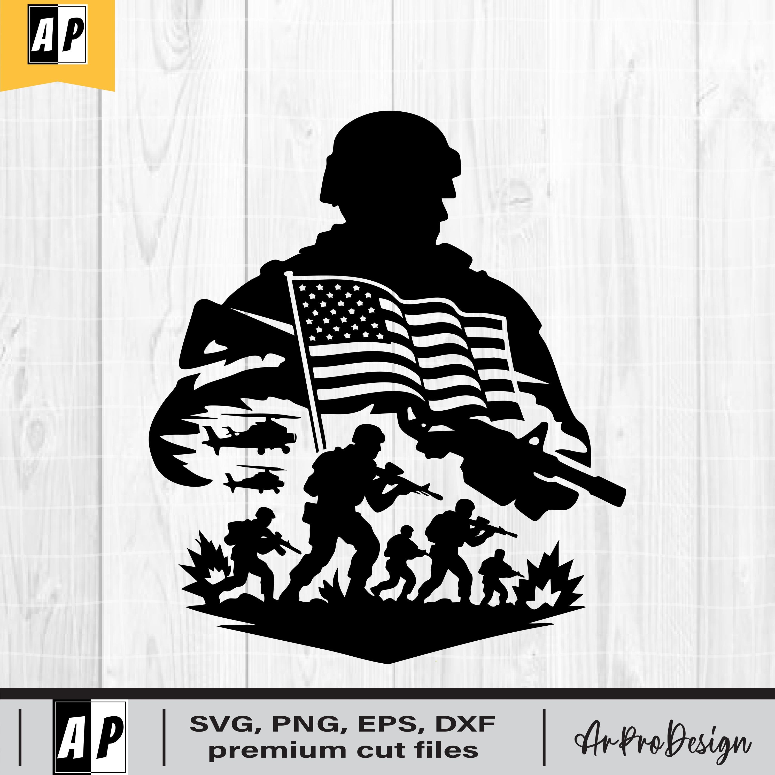 Military Soldier Svg, American Flag Soldier Svg, Army Silhouette Svg ...