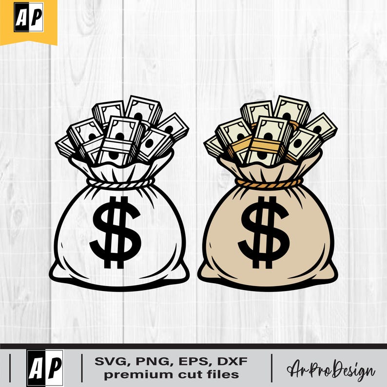 Money Bag SVG, Money Bag With Dollar Sign, Money Bag Clipart, Cash Bag ...