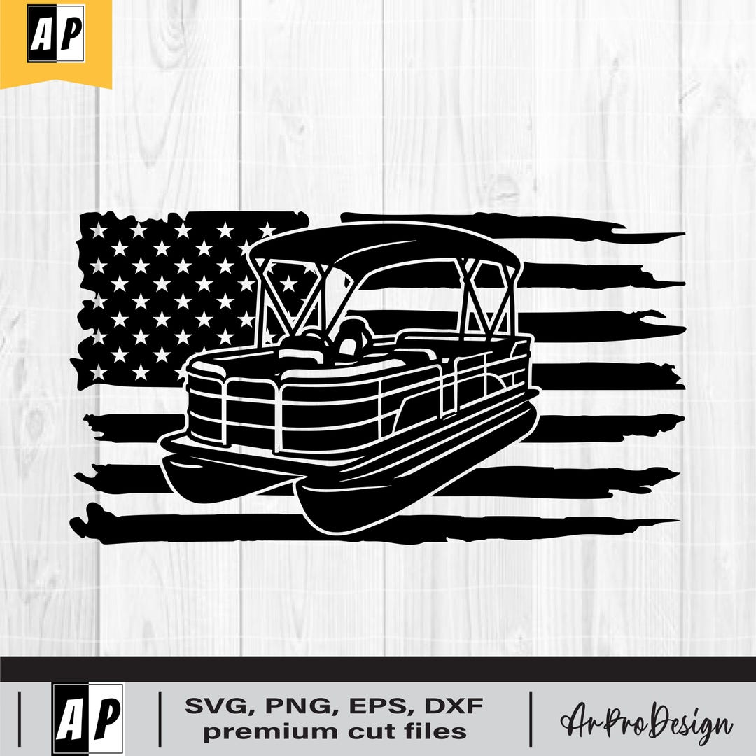 US Pontoon Boat SVG, Pontoon Boat Files for Cricut, Pontoon Clipart ...