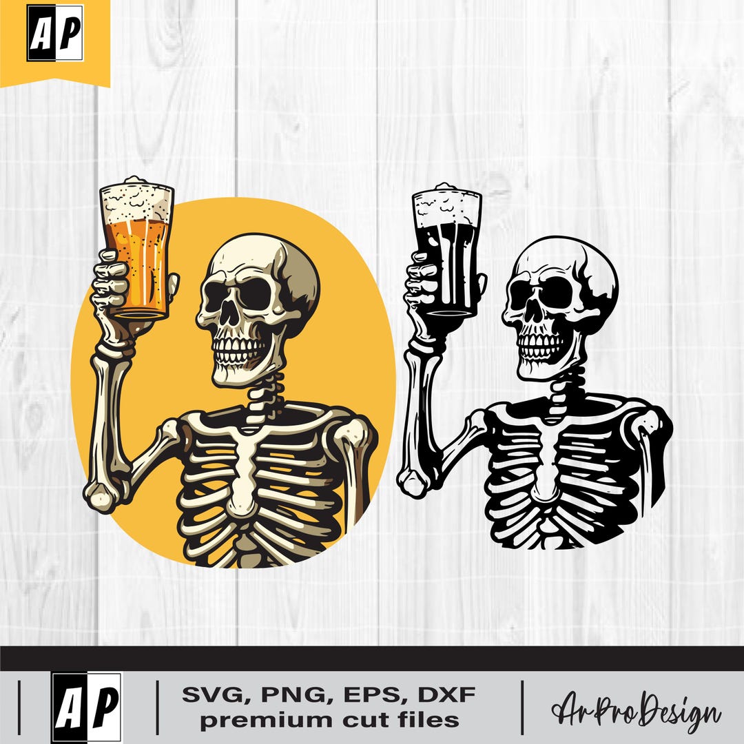 Skeleton Cheers SVG, Toast SVG, Salud SVG, Beer T-shirt Decal, Beer ...