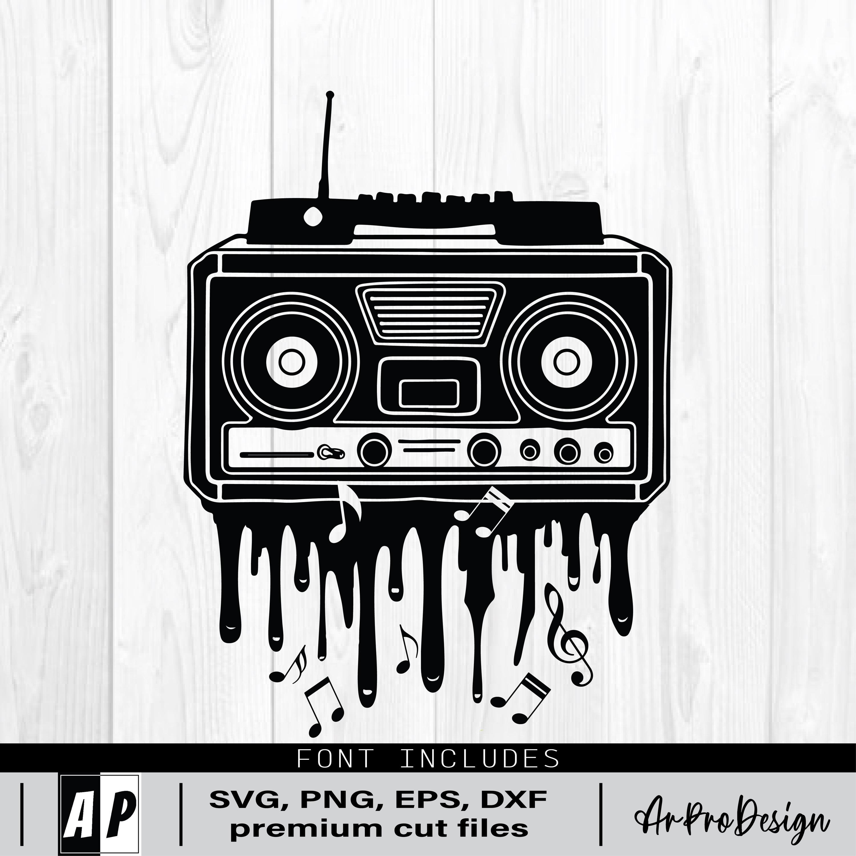 Boombox Svg, Boombox Svg dégoulinant, SVG stéréo rétro des années 80 et ...
