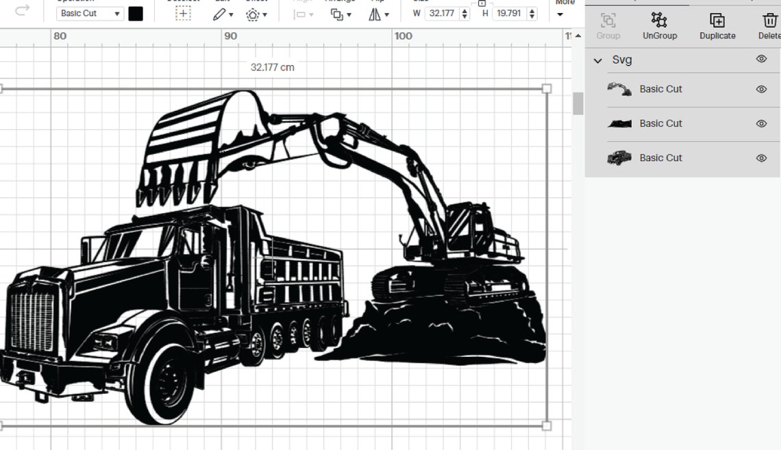 Dump Truck With Track Hoe Svg Excavator Clipart Heavy - Etsy