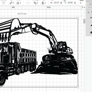 Dump Truck With Track Hoe Svg, Excavator Clipart, Heavy Equipment Cut ...