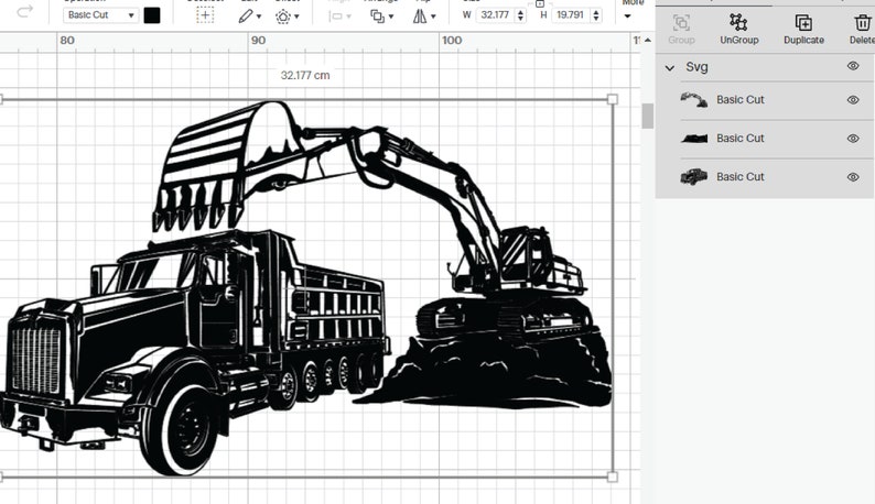 Dump Truck With Track Hoe Svg Excavator Clipart Heavy - Etsy
