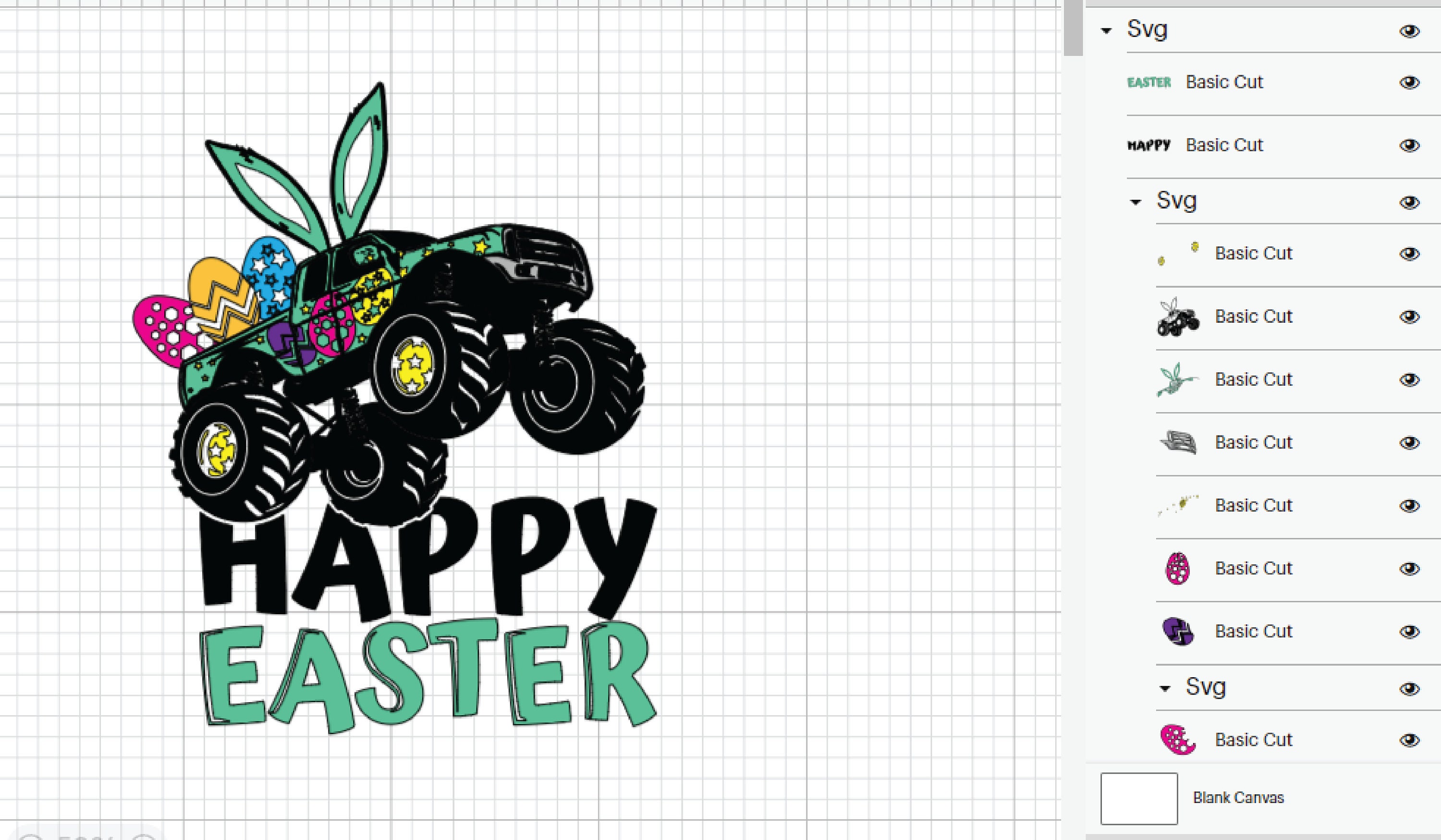 Easter Monster Truck Svg, Happy Easter Cut Files, Easter Eggs Truck Svg ...