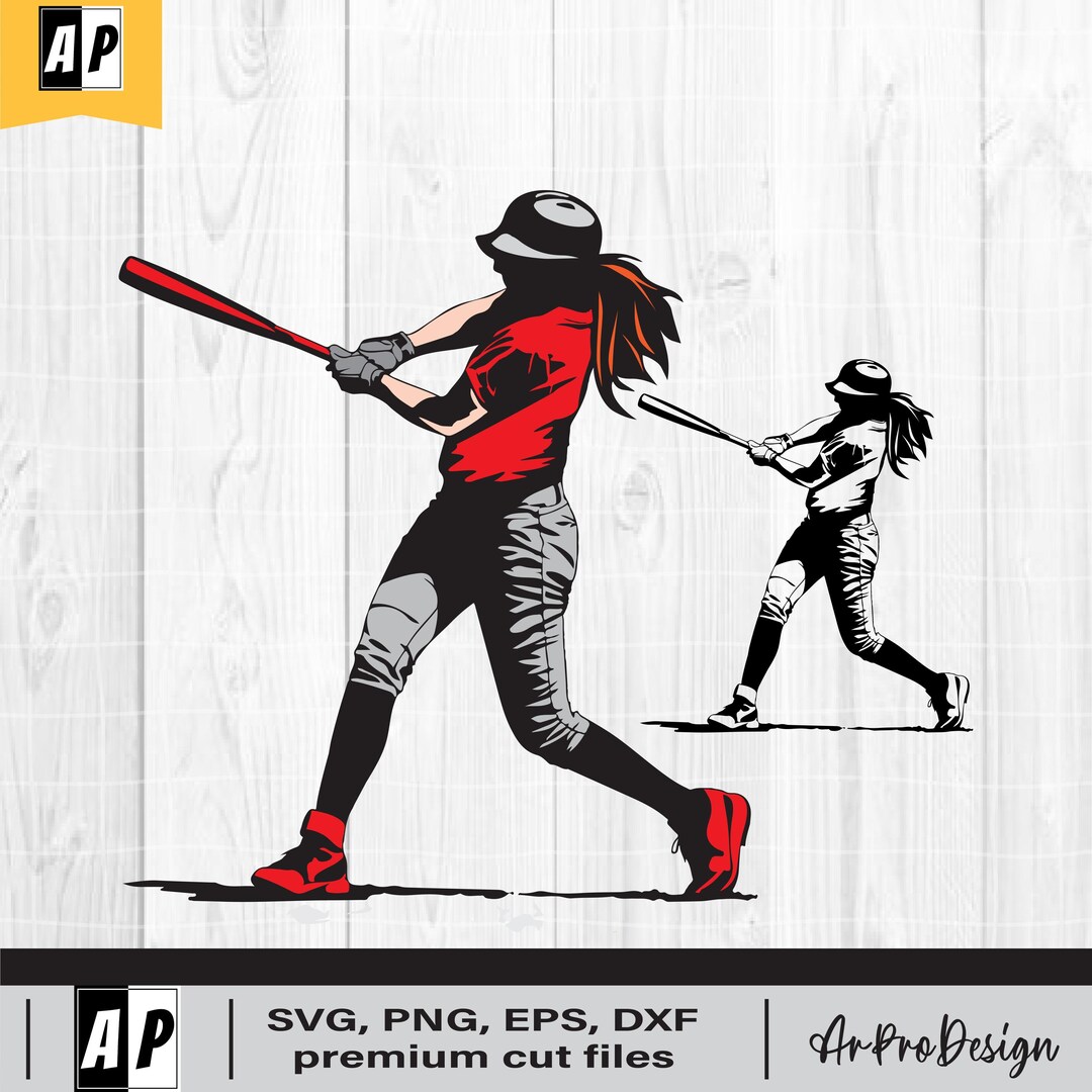 Girl Softball Svg, Colored Layers, Softball Swing, Baseball Game for ...