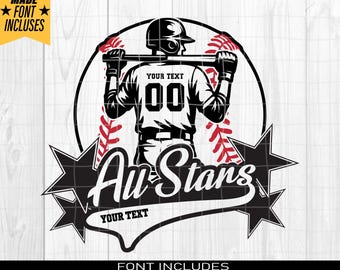 All Stars Svg Png, Personalized Name Svg, Baseball Player Svg, Baseball ...