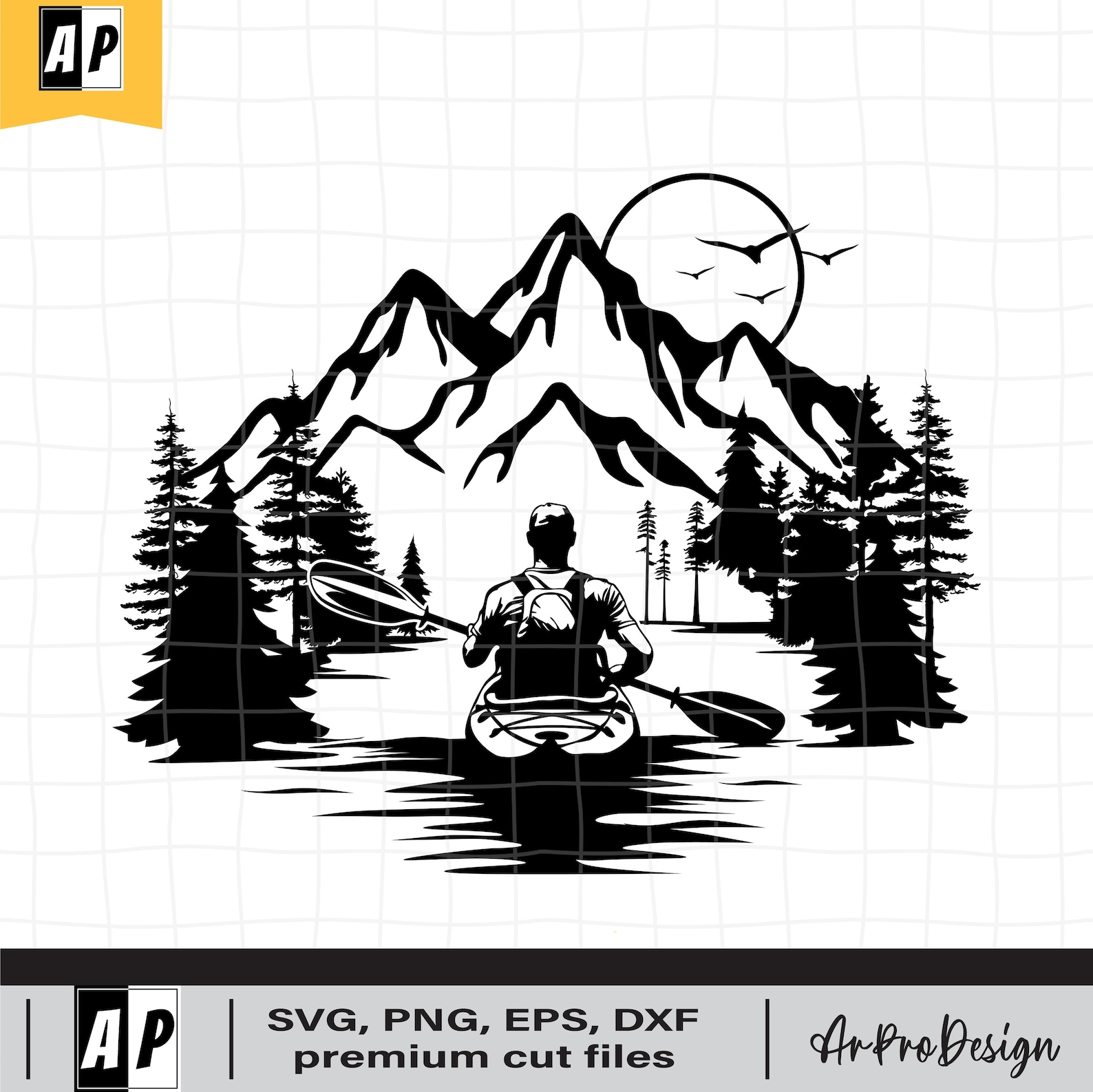 KAYAK Male Svg, Kayak SVG File Kayak Male, Kayak Scene Svg, Adventure ...